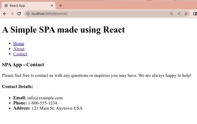 React Single Page Application React Single Page Application